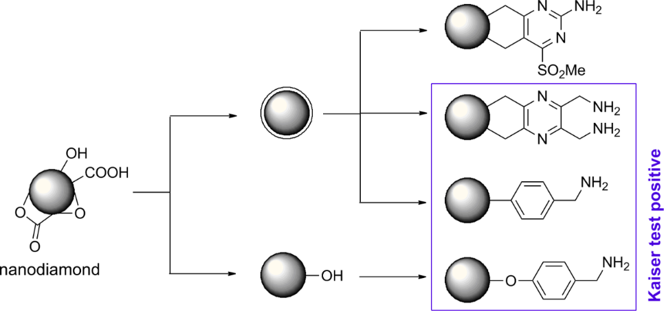 Synthesis of nanodiamond derivatives carrying amino functions and ...