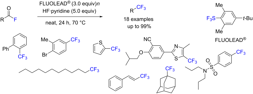 Deoxyfluorination of acyl fluorides to trifluoromethyl compounds by ...