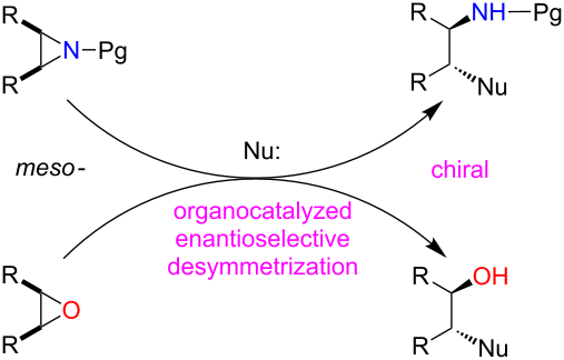 Organocatalyzed enantioselective desymmetrization of aziridines and ...