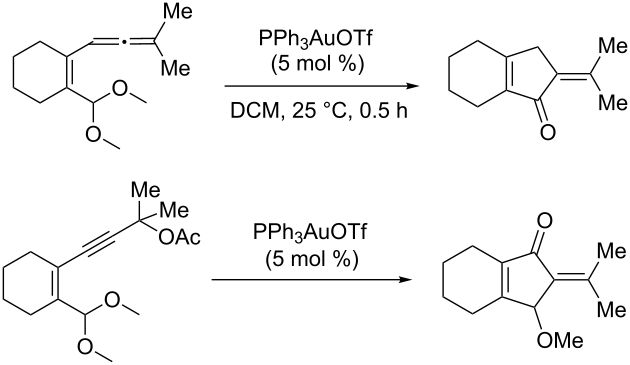 Gold-catalyzed cyclization of allenyl acetal derivatives