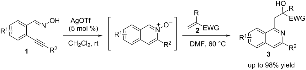 AgOTf-catalyzed one-pot reactions of 2-alkynylbenzaldoximes with α,β ...
