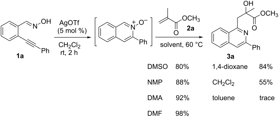 AgOTf-catalyzed one-pot reactions of 2-alkynylbenzaldoximes with α,β ...